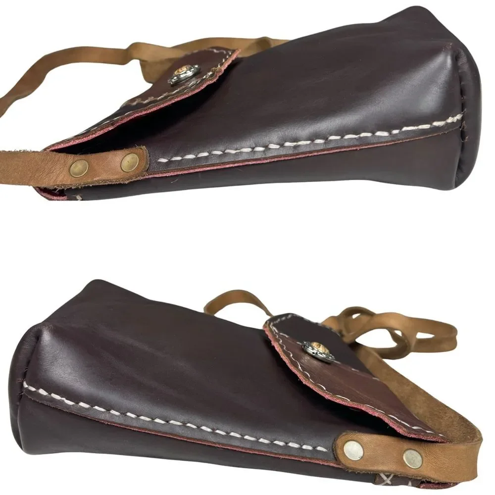 Bags | Handmade Crossbody Bag Brown Red Leather Hand Stitch Western ...